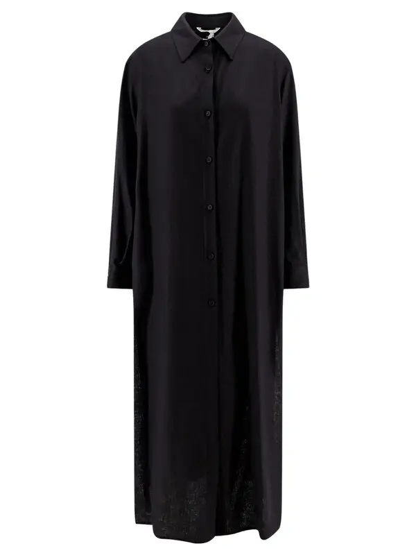 HEVO Arigliano Viscose And Linen Chemisier Dress - Black
