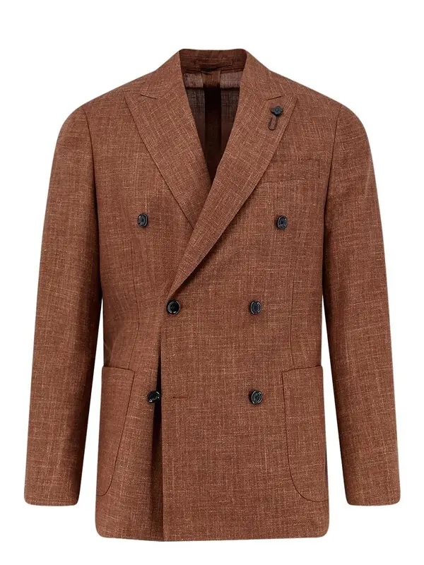 LARDINI Roma Wool, Silk And Linen Blazer - Brown