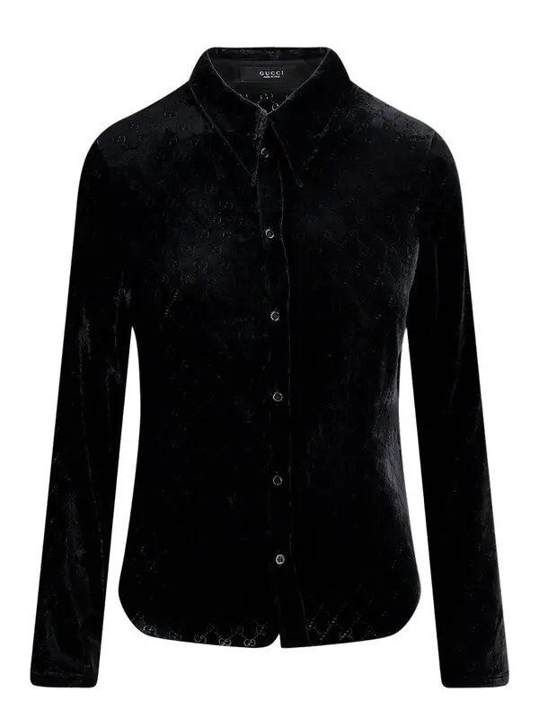 Gucci Stretch Gg Dévoré Velvet Shirt - Black