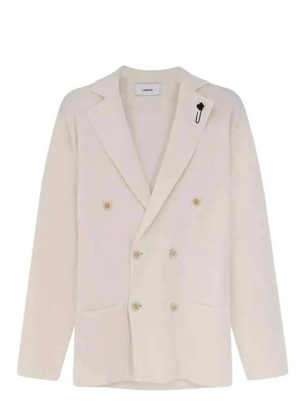 LARDINI Double-breasted Knitted Blazer - White