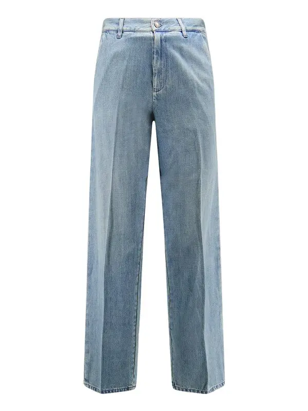 LARDINI Washed-out Effect Straight Leg Jeans - Blue