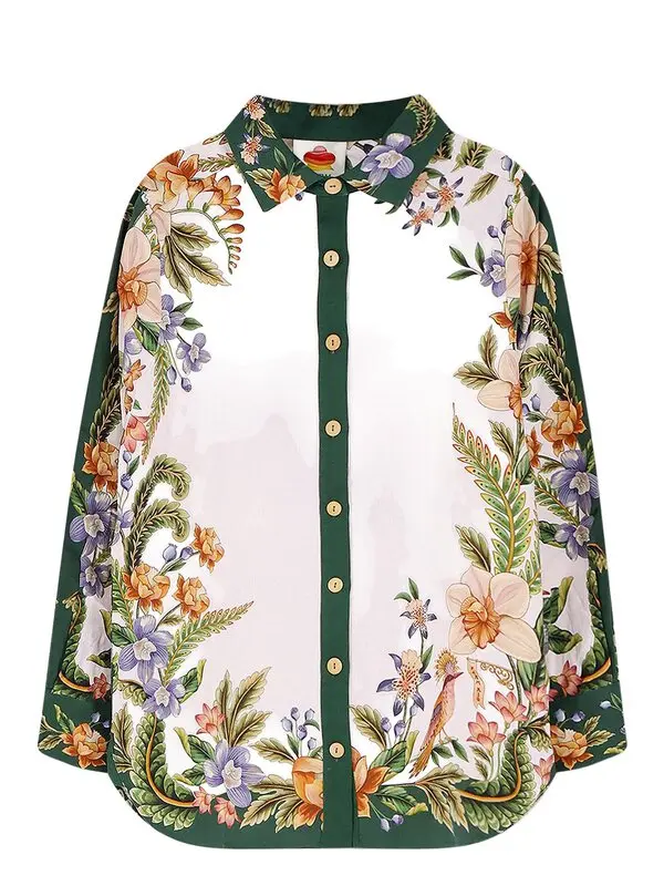 Farm Rio Linen And Viscose Shirt With Floral Pattern - Multicolor