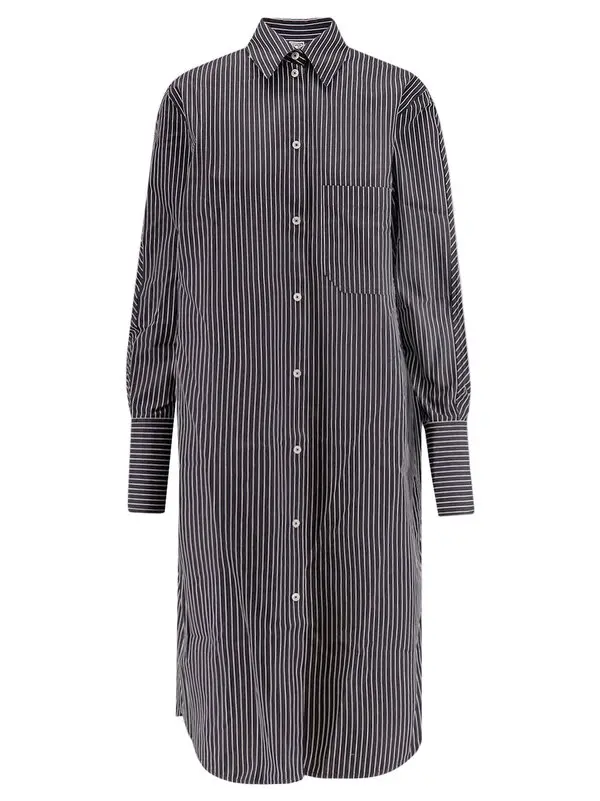 TOTEME Striped Kimono-sleeve Shirtdress - Black