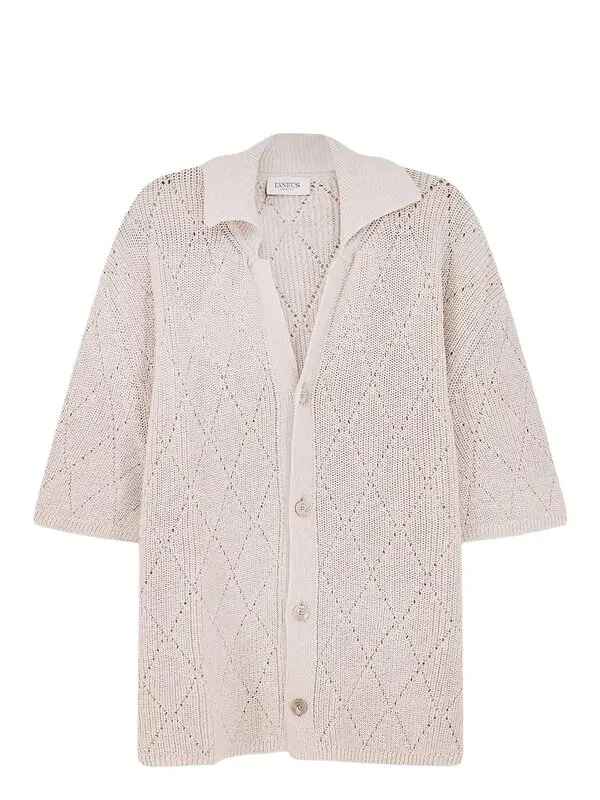 LANEUS Knitted Cotton Shirt - Beige