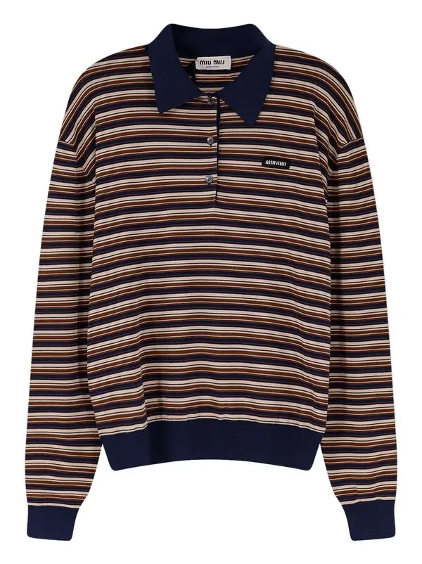 Miu Miu Virgin Wool Polo Shirt - Multicolor