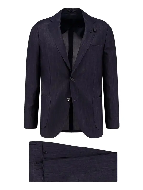 LARDINI Iconic Single-breasted Wool And Cupro Suit - Blue
