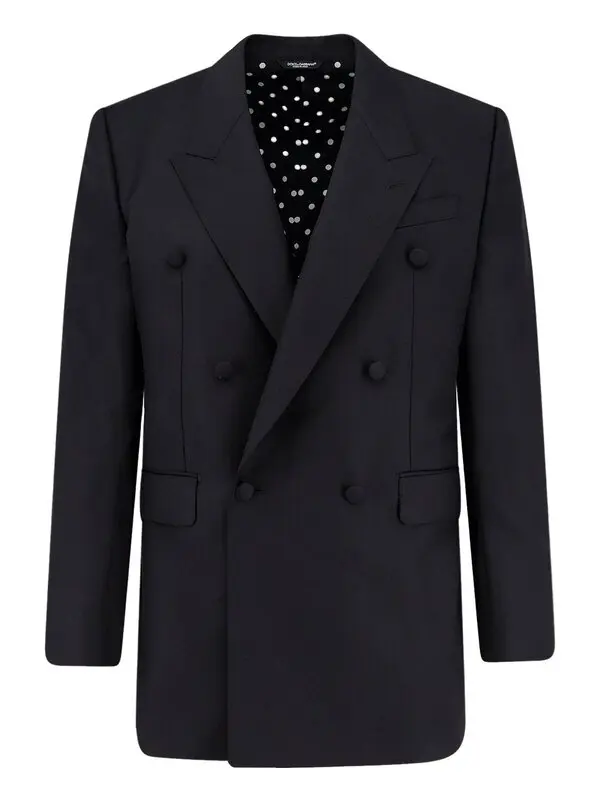 Dolce & Gabbana Double-breasted Virgin Wool Blazer - Black