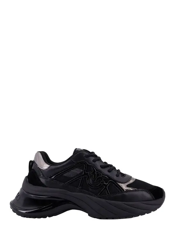 Pinko Ariel 33 Leather Sneakers With Nylon Inserts - Black