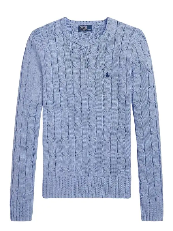 Polo Ralph Lauren Cotton Cable Knit Sweater With Embroidered Logo - Blue