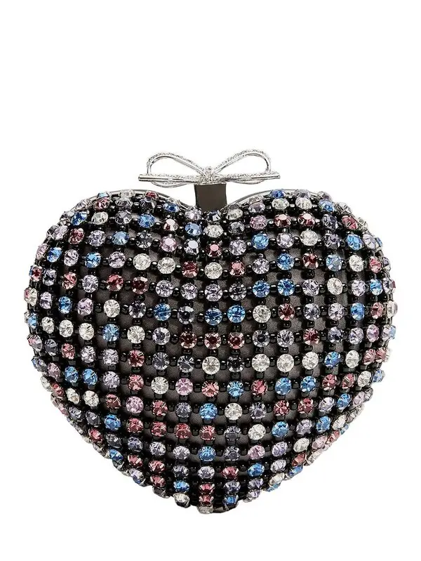 SELF-PORTRAIT Crystal Heart Clutch Bag - Multicolor