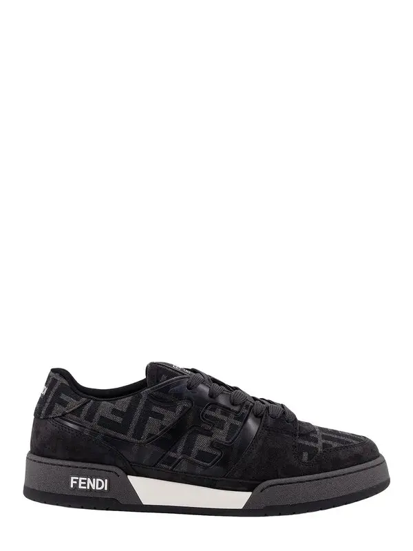 Fendi Ff Jacquard And Suede Low-top Sneakers - Grey
