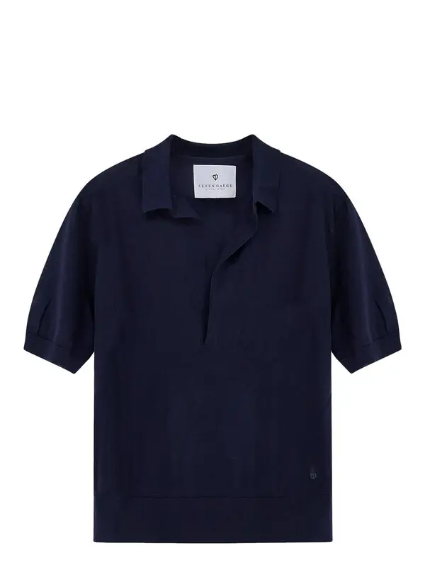 SEVEN GAUGE Lyocell Polo Shirt - Blue
