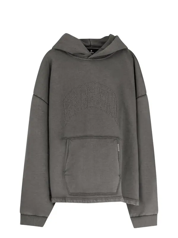 REPRESENT Embellished Hoodie Cotton Sweatshirt - Grey