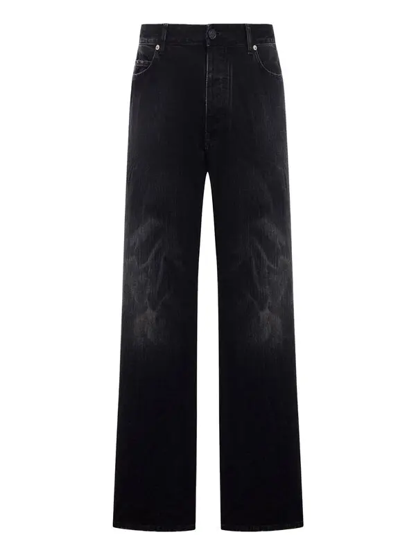Balenciaga Distressed Cotton Jeans - Black