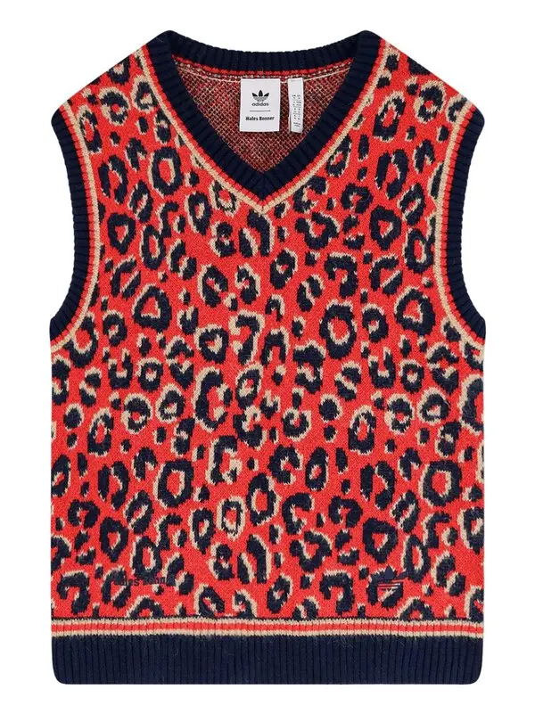 WALES BONNER X ADIDAS Sleeveless Animal Print V-neck Sweater - Multicolor