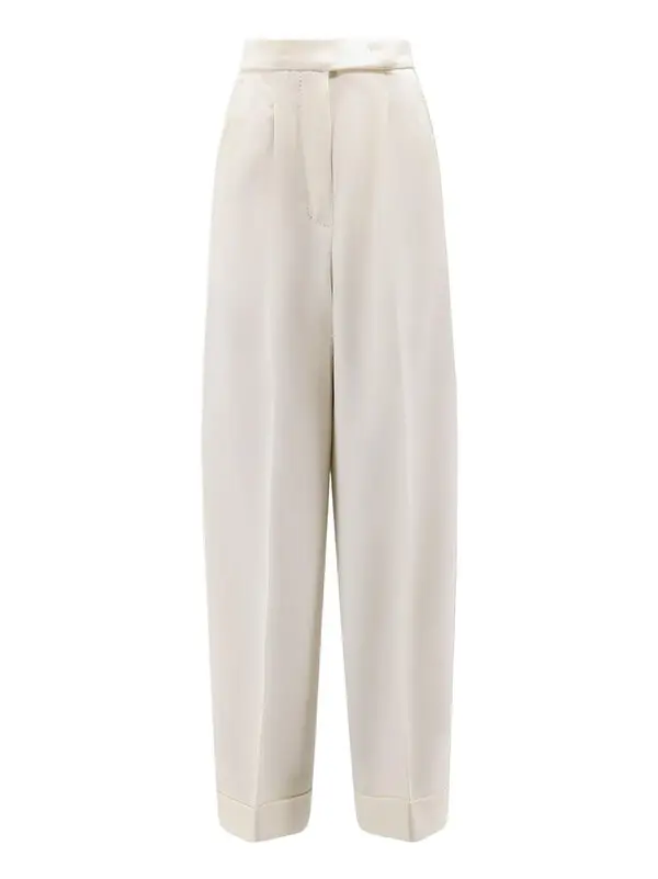Max Mara Virgin Wool Wide Leg Trousers - White