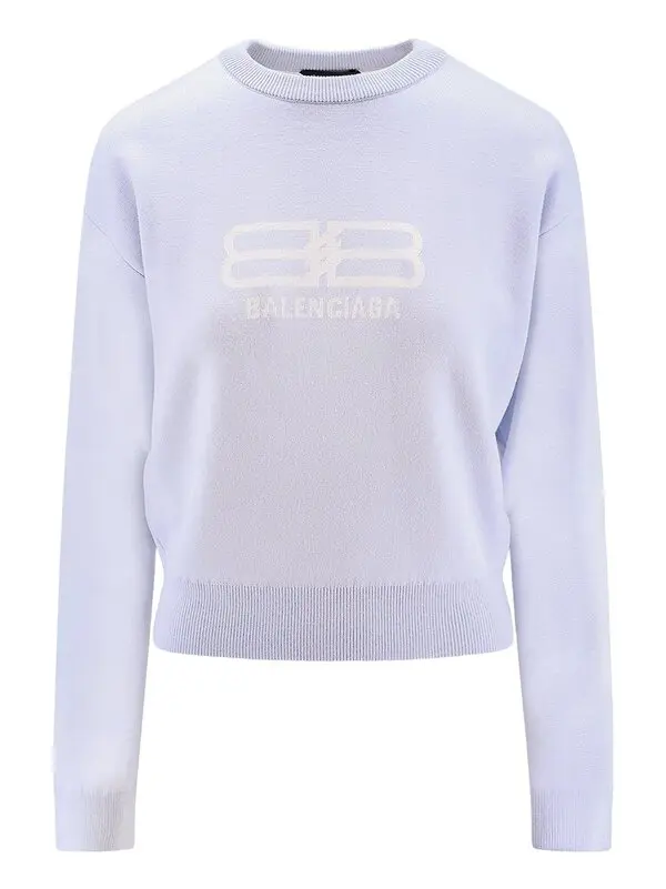 Balenciaga Wool And Cotton Blend Sweater - Blue