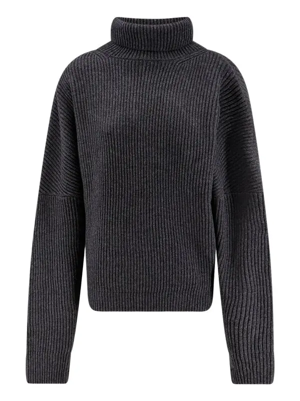 R2W Wool And Cashmere Ribbed Turtleneck - Grey