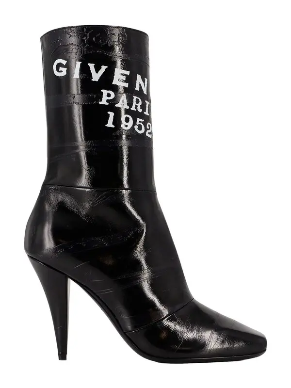 Givenchy Leather Boots With Side Zip And Printed Detail - Black
