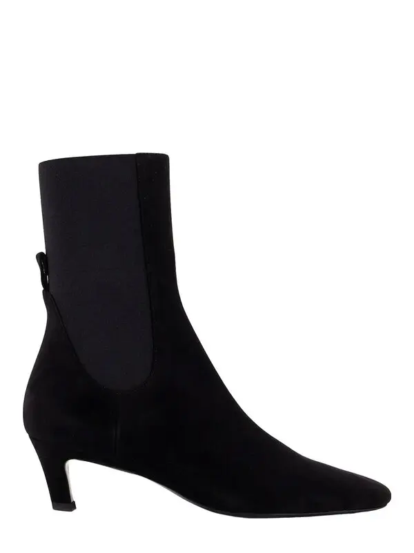 TOTEME Suede Ankle Boots With Elastic Inserts - Black