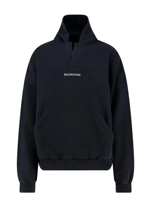 Balenciaga Cotton Hooded Sweatshirt - Black