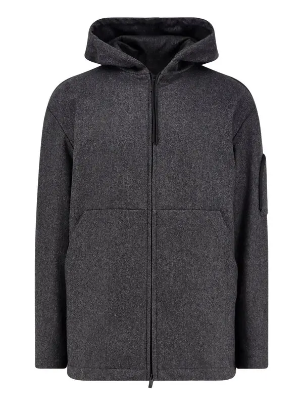 HEVO Grottaverde Virgin Wool Blend Coat With Hood And Drawstring - Grey