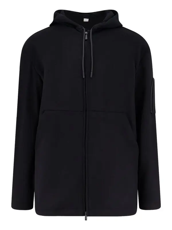 HEVO Virgin Wool Blend Coat With Zip Closure And Hood - Black