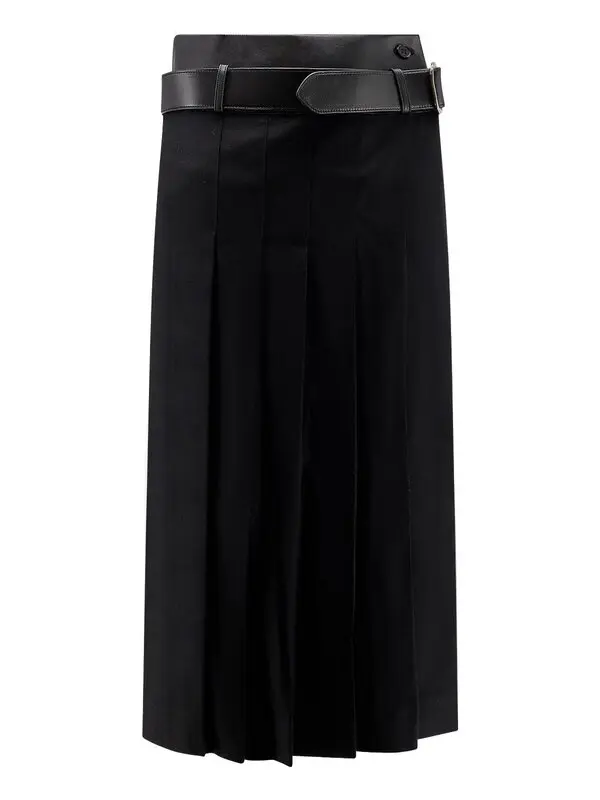 R2W Nayla Pleated Wool Trousers Skirt - Black