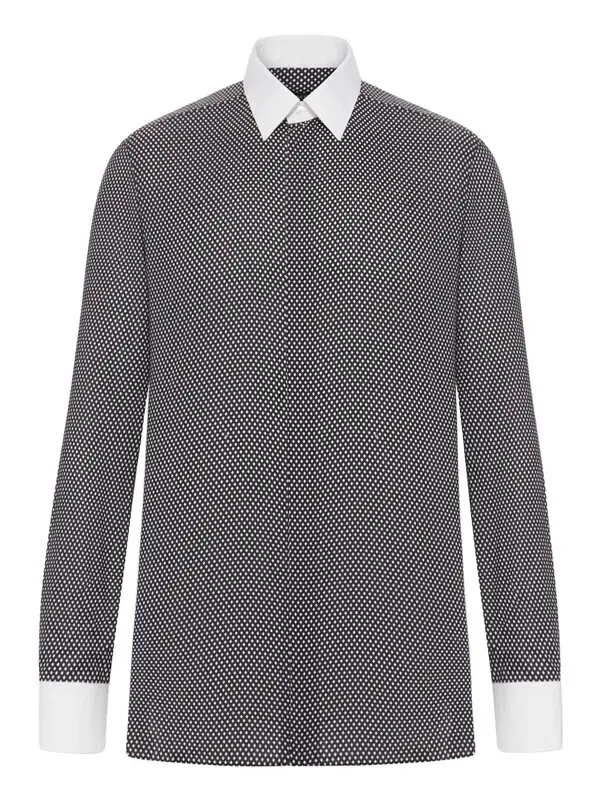 TOM FORD Microfantasy Cotton Shirt - Black