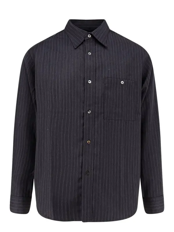 TONYWACK Striped Wool Blend Shirt - Grey