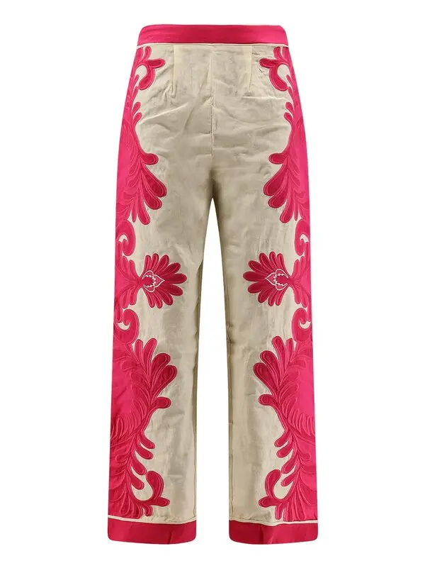 Farm Rio Linen And Viscose Blend Trousers - Pink