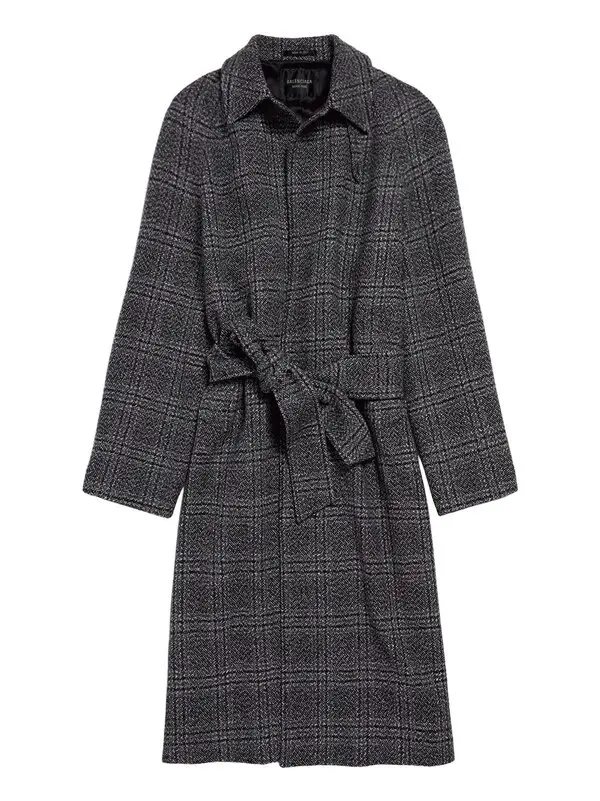 Balenciaga One Layer Raglan Wool Coat - Grey