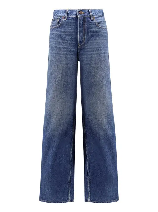 Chloé Flared Jeans With Leather Logo Tag - Blue