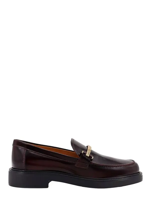 TOD'S Leather Loafers With Metal Saddle - Red
