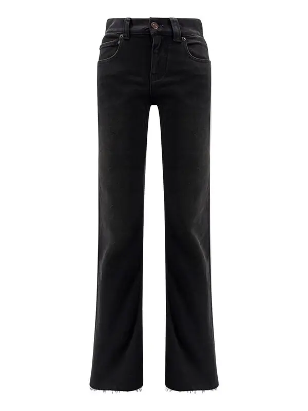 Balenciaga Denim Trousers With Frayed Edges - Black