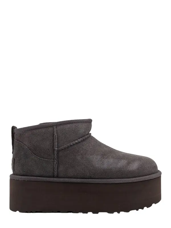 UGG Classic Ultra Mini Platform Suede Ankle Boots - Grey