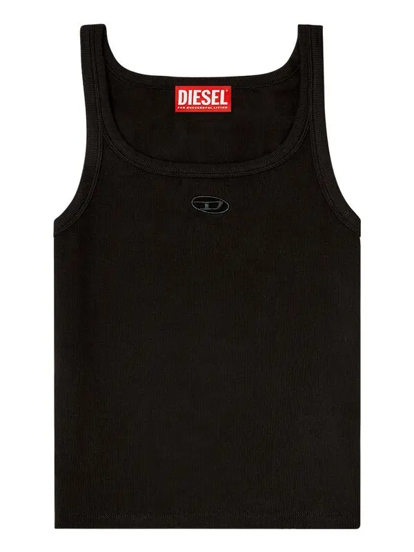 DIESEL® T-wife-od Ribbed Cotton Tank Top - Black