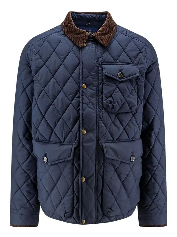 Polo Ralph Lauren Quilted Jacket With Corduroy Collar - Blue