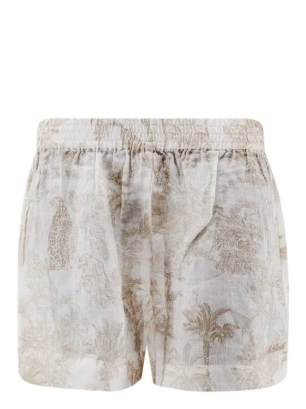 MC2 SAINT BARTH Maeve Ramie Shorts With Floral Motif - Beige
