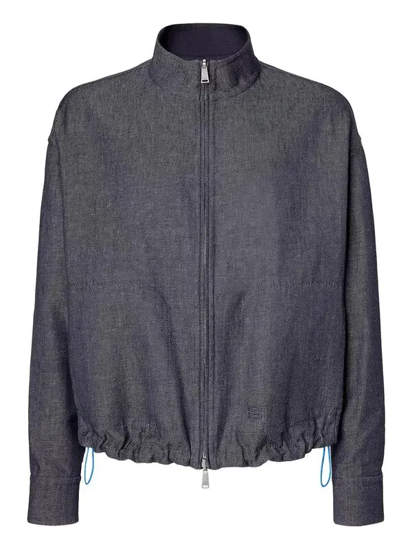 Fendi Reversible Denim Jacket With Embroidered Ff Logo - Blue