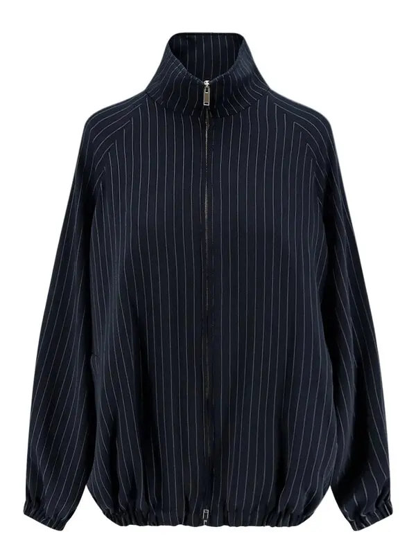 THE FRANKIE SHOP Baxter Pinstripe Recycled Material Jacket - Blue