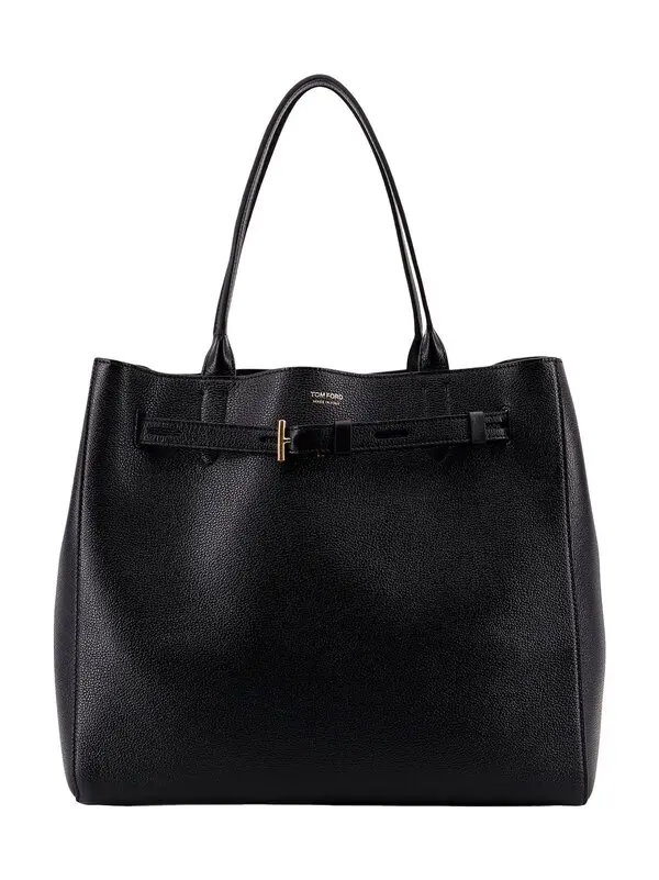 TOM FORD Leather Shoulder Bag With Logo - Black