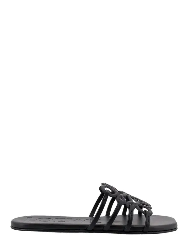 Loewe Anagram Petal Leather Sandals - Black