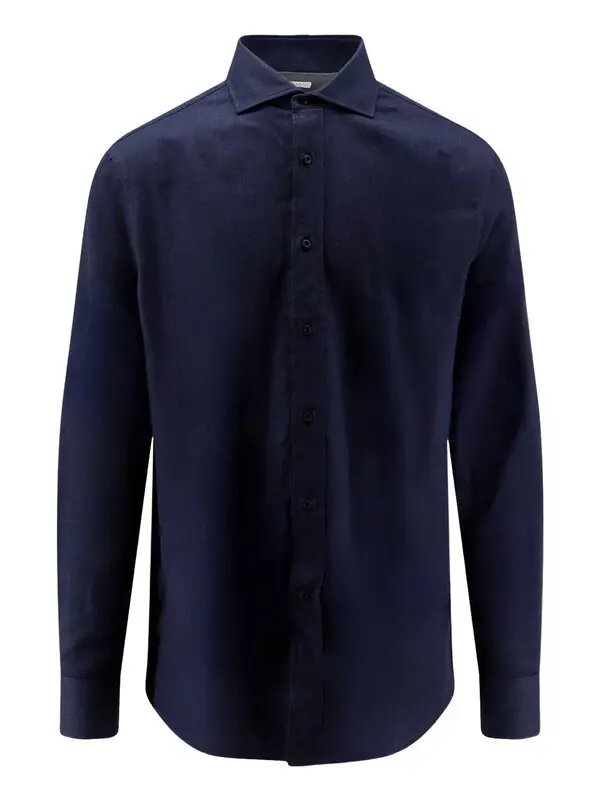 Brunello Cucinelli Cotton And Lyocell Shirt - Blue