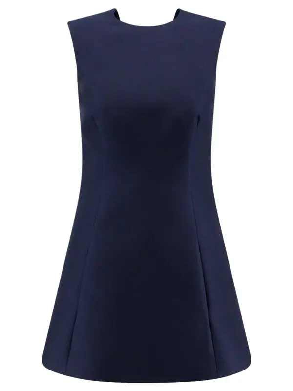 Balenciaga A-line Merino Wool And Silk Blend Short Dress - Blue