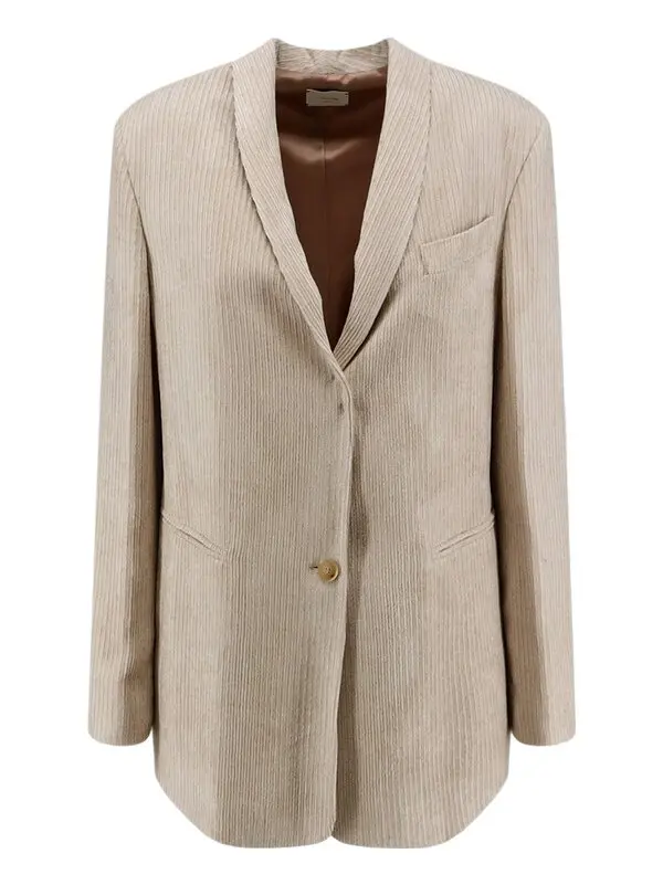 ALYSI Single-breasted Corduroy Blazer - Beige