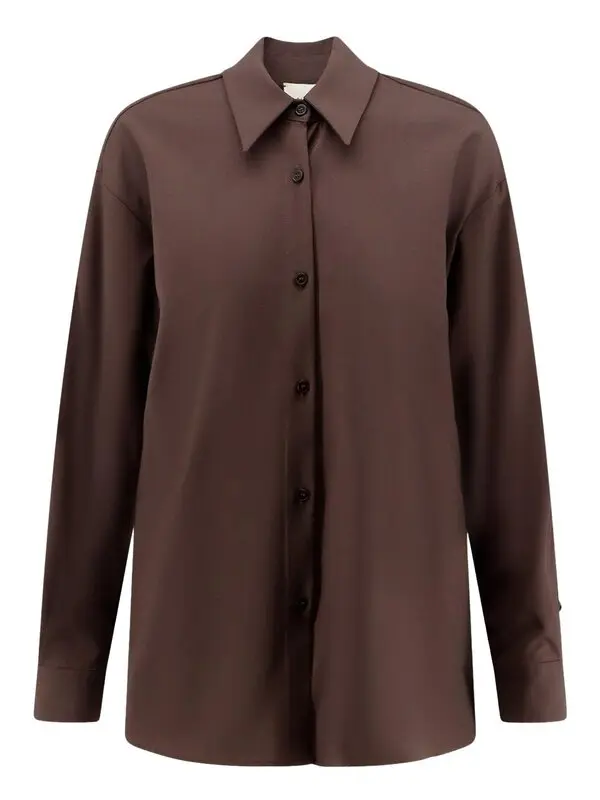 ALYSI Stretch Virgin Wool Shirt - Brown