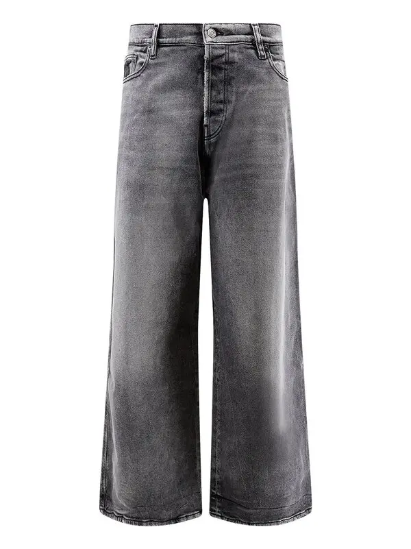 NUMERI 123456789 Wide Leg Denim Trousers - Grey