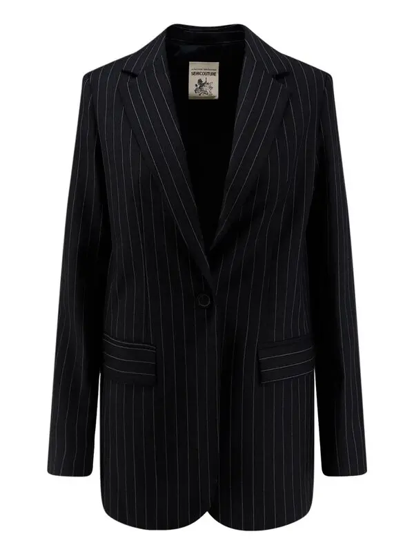SEMICOUTURE Single-breasted Virgin Wool Blend Blazer - Grey