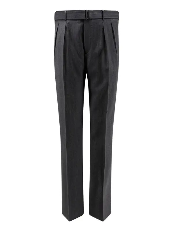 Tagliatore Nevil Virgin Wool Trousers With Belt - Grey